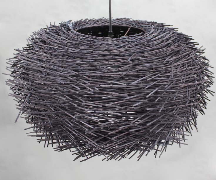 Diameter 50 cm / 60 cm Black Rattan Bird Nest Pendant | Etsy