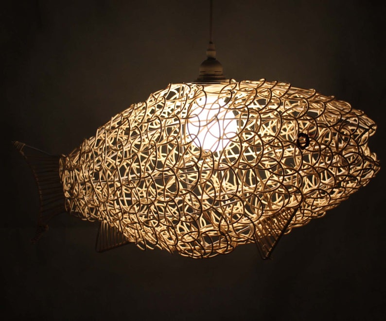 Fish Shaped Rattan Lighting Rattan Fish Pendant Lights - Etsy