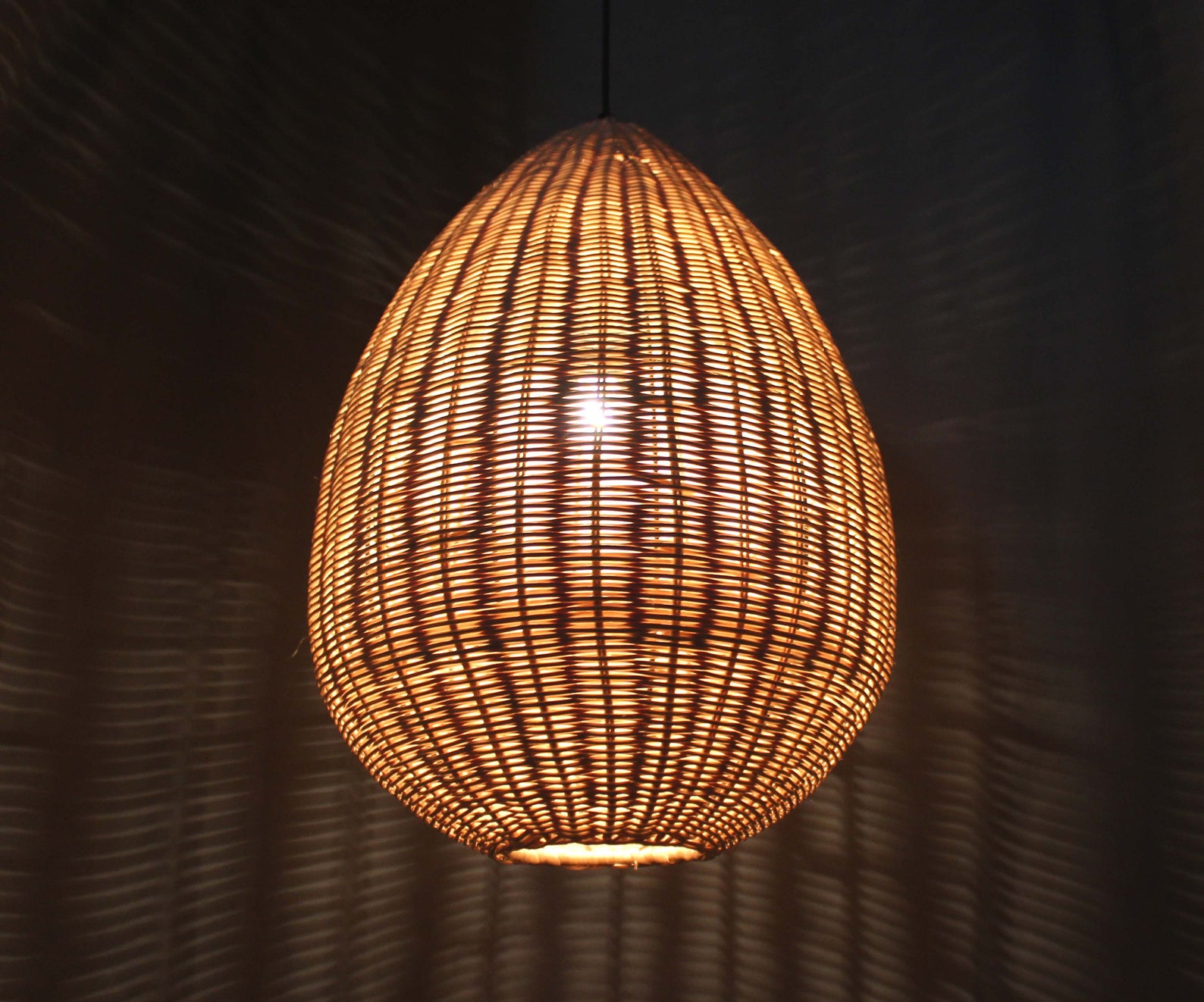 Water-drop Shaped Rattan Pendant Light - Rattan Lighting - Decorative ...