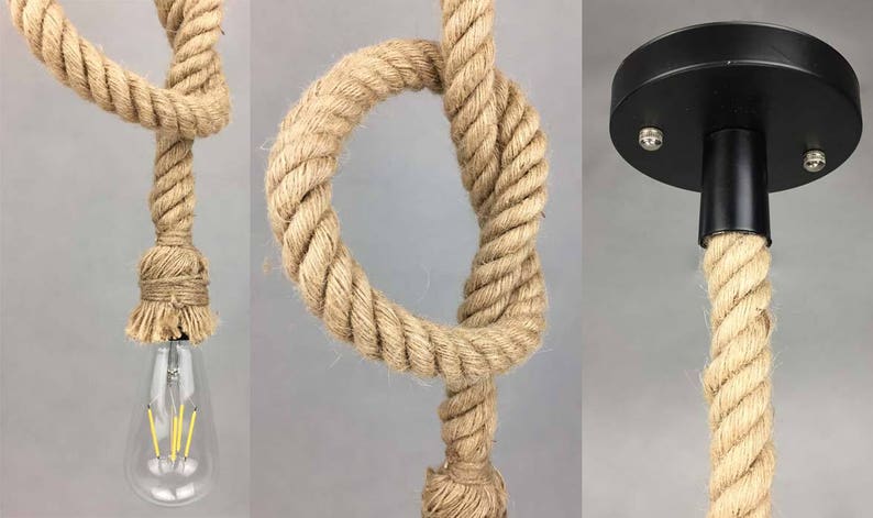 Hemp Rope Pendant Lighting-rope Lamp Fixtures-rural | Etsy