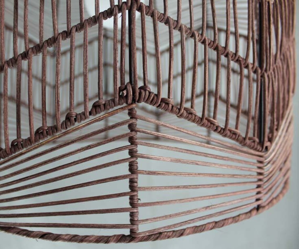 Hand-knitted Brown Rattan Pendant Lighting-bell Shape Design - Etsy