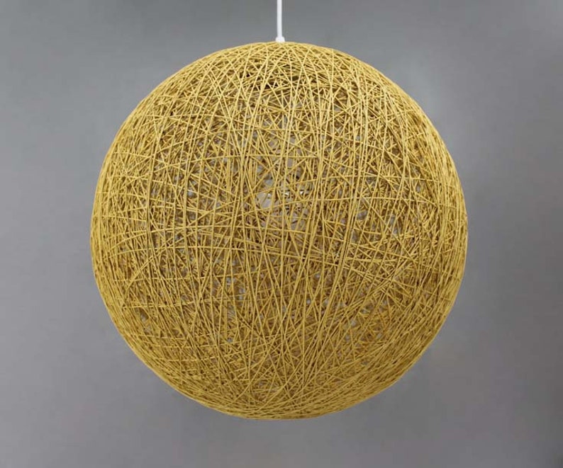 Hand Woven Natural Hemp Color Rope Sphere Pendant Lights-ball - Etsy