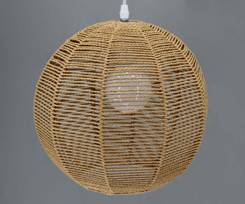 Light Brown Paper Rope Pendant Light Hand Woven Rope | Etsy