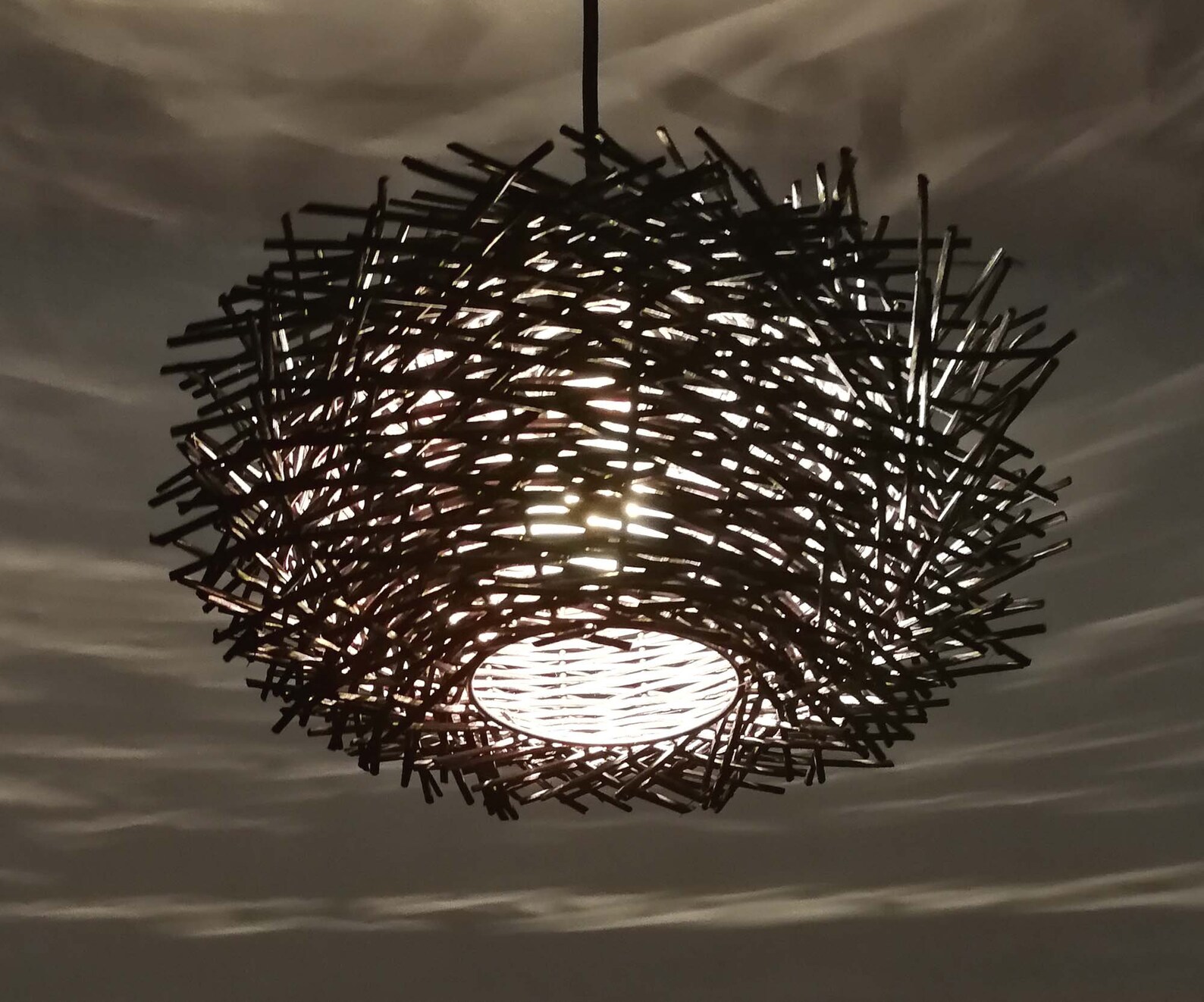 Black Rattan Bird Nest Pendant Light Bird Nest Lighting | Etsy