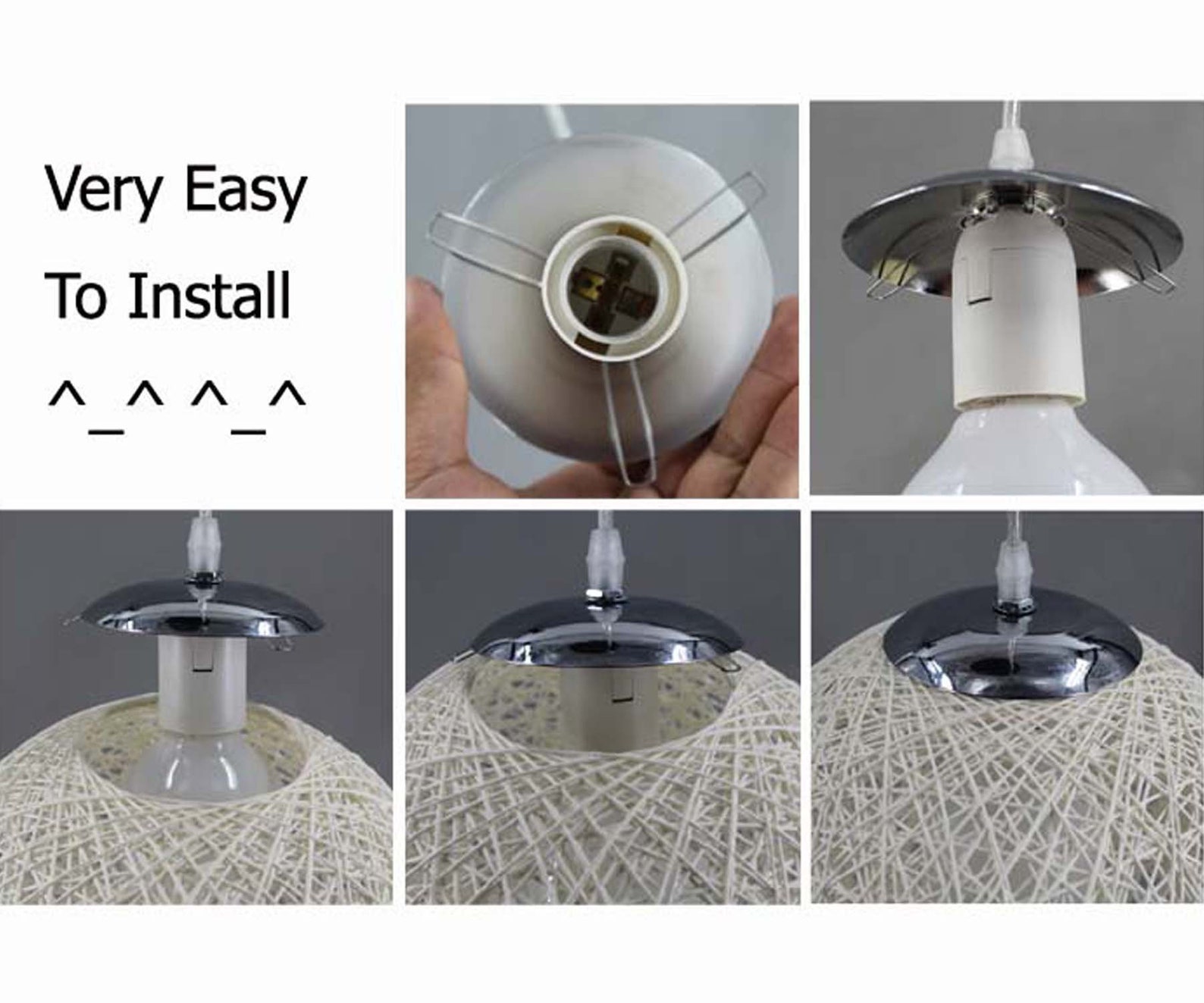 White or Black Rope Pendant Light Spherical Lighting - Etsy