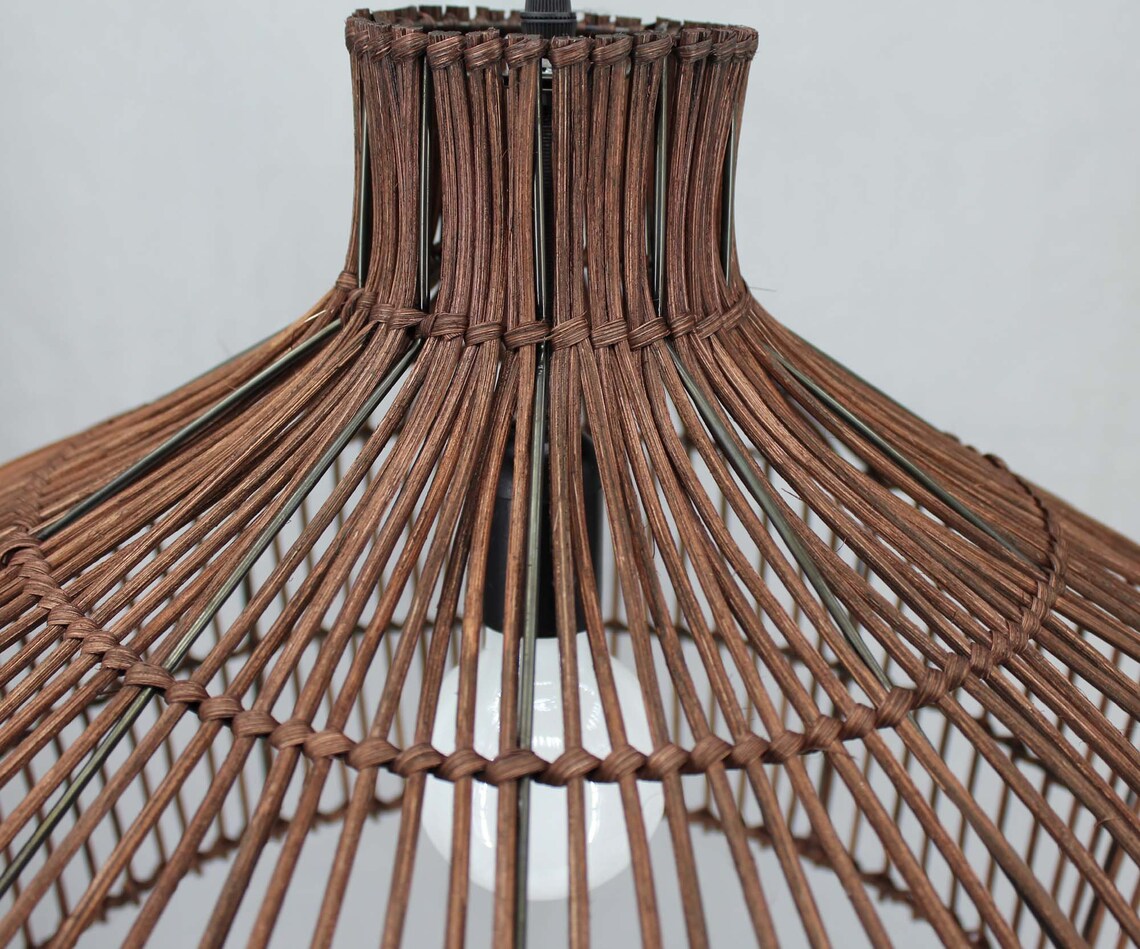 Brown Rattan Bell-shaped Pendant Light Brown Lamp Shade - Etsy