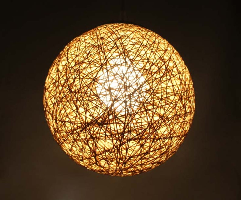 Natural Rattan Hemp Rope Pendant Light Ball Shaped Lighting - Etsy