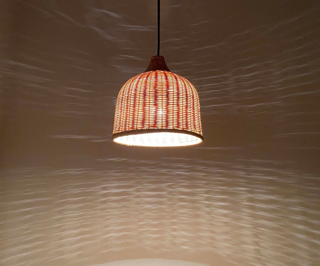 Small Rattan Basket Pendant Light - Rattan Chandelier Lighting ...