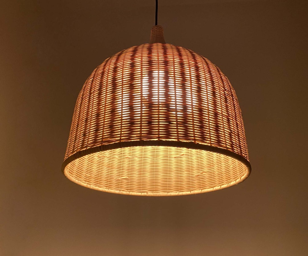 Bell Shaped Basket Pendant Light -rattan Basket Lighting -natural Color ...
