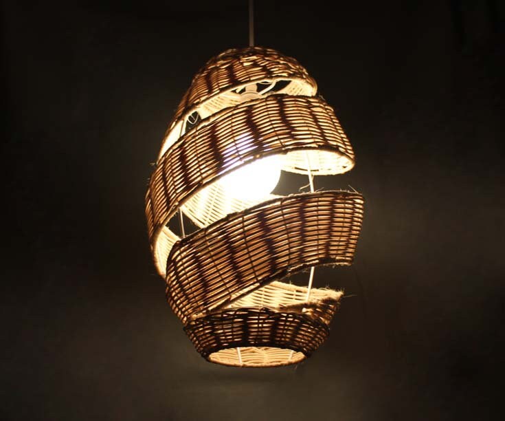 Handmade Creative Rattan Pendant Lights-wave Lampshade-lighting Fixture ...