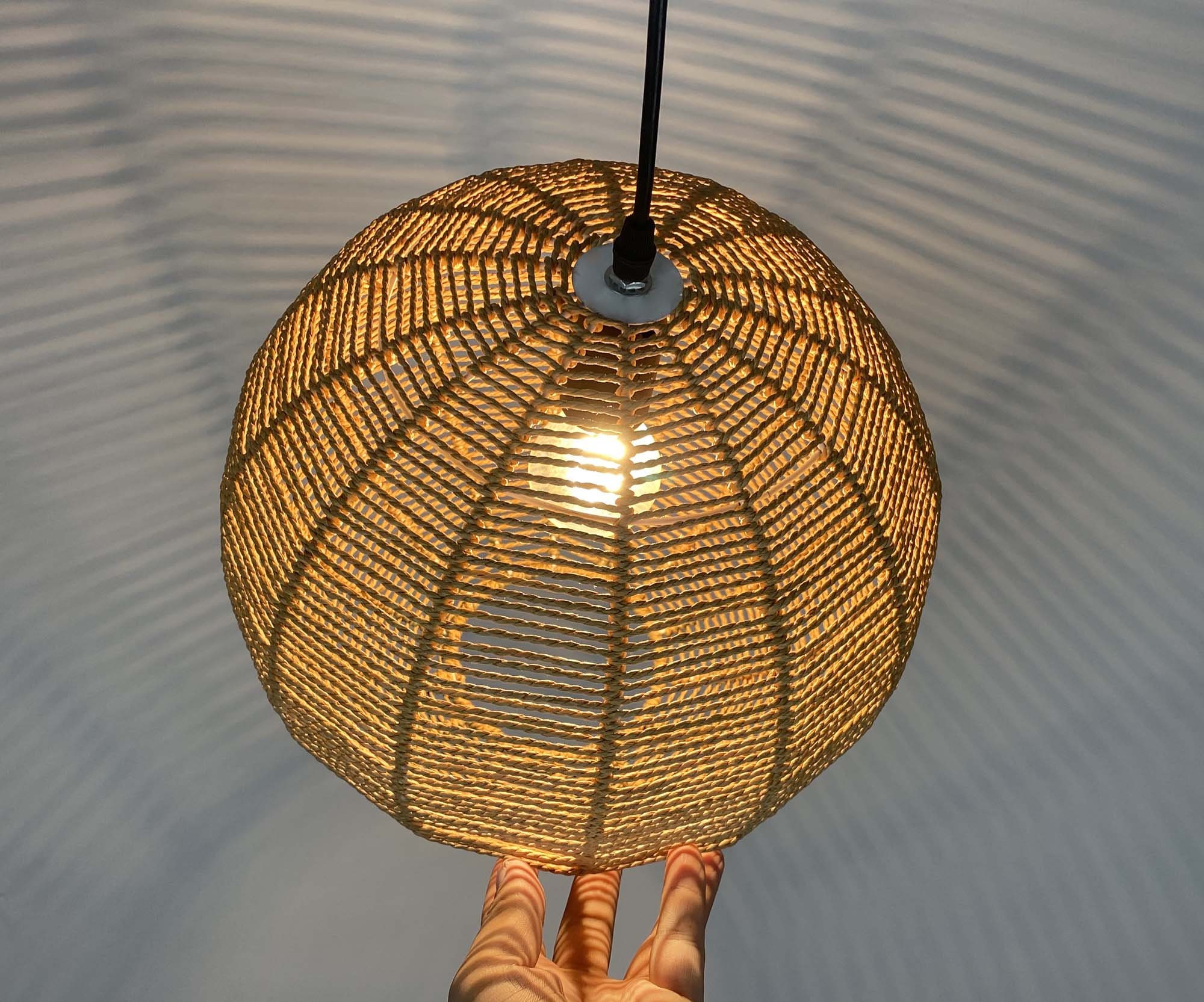 Light Brown Paper Rope Pendant Light Hand Woven Rope | Etsy