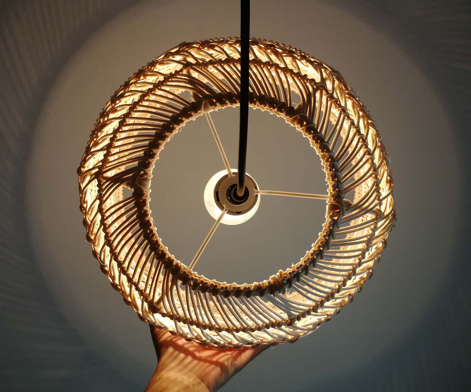 Bell Rattan Pendant Light – Woven Lampshade, Natural Finish (14.5'') - Etsy