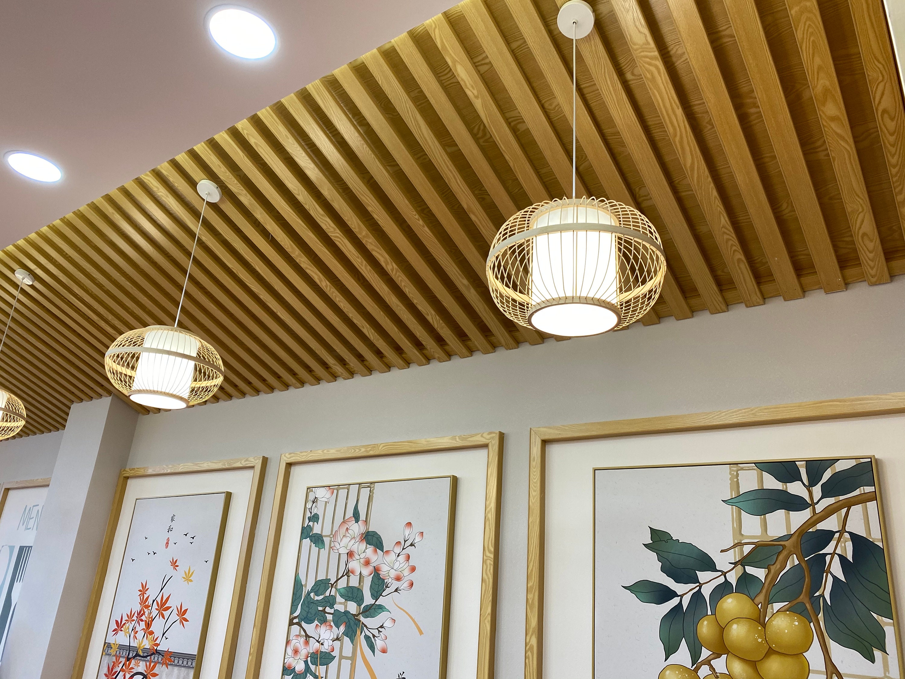 Ball Shape Bamboo andHandmade Pendant Lamp One E27 Lighting | Etsy