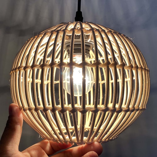 Small Spherical Rattan Pendant Light Natural Color Cloth - Etsy