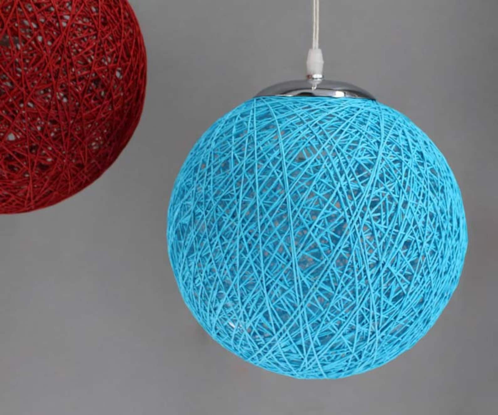 Colorful Hemp Rope chandeliers-Three Globes Pendant Lights | Etsy