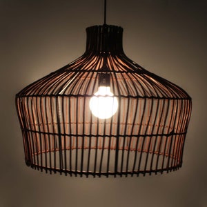 Brown Rattan Bell-shaped Pendant Light Brown Lamp Shade Rattan Lighting ...