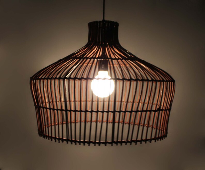 Brown Rattan Bell-shaped Pendant Light Brown Lamp Shade - Etsy