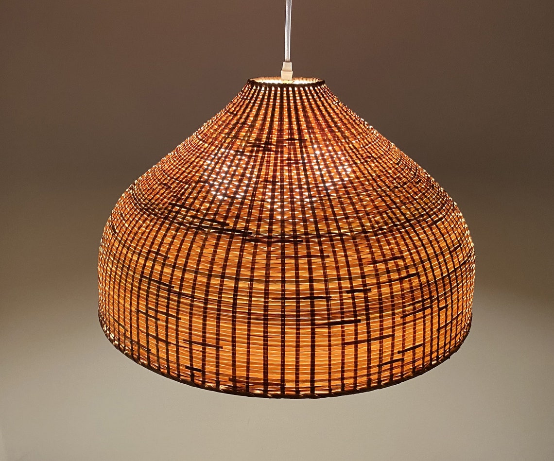 Basket Bamboo Lighting Fixtures Shade's Width 21.5 | Etsy