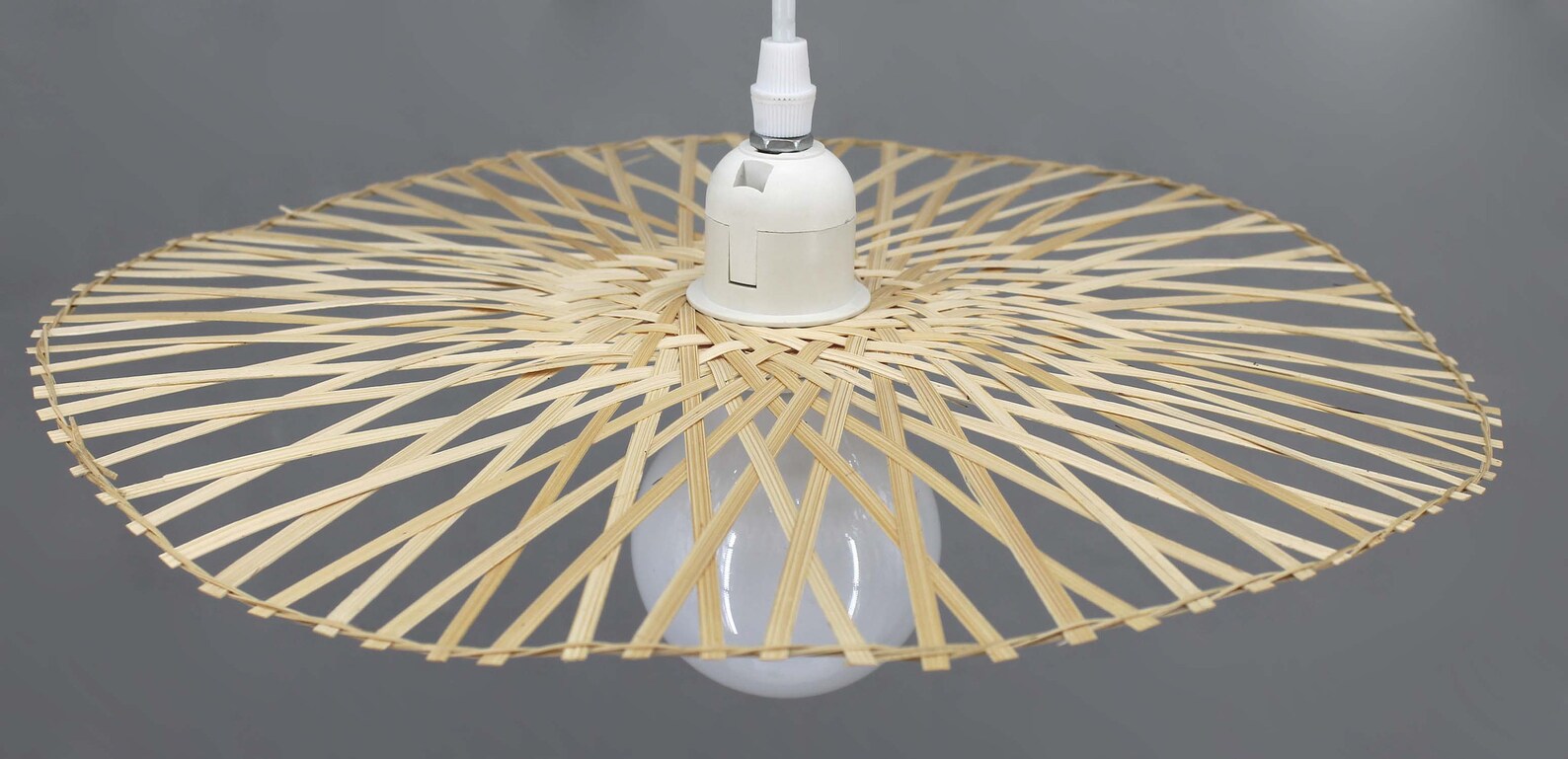 Round Thin Bamboo Bamboo Pendant Light Rustic Lighting | Etsy