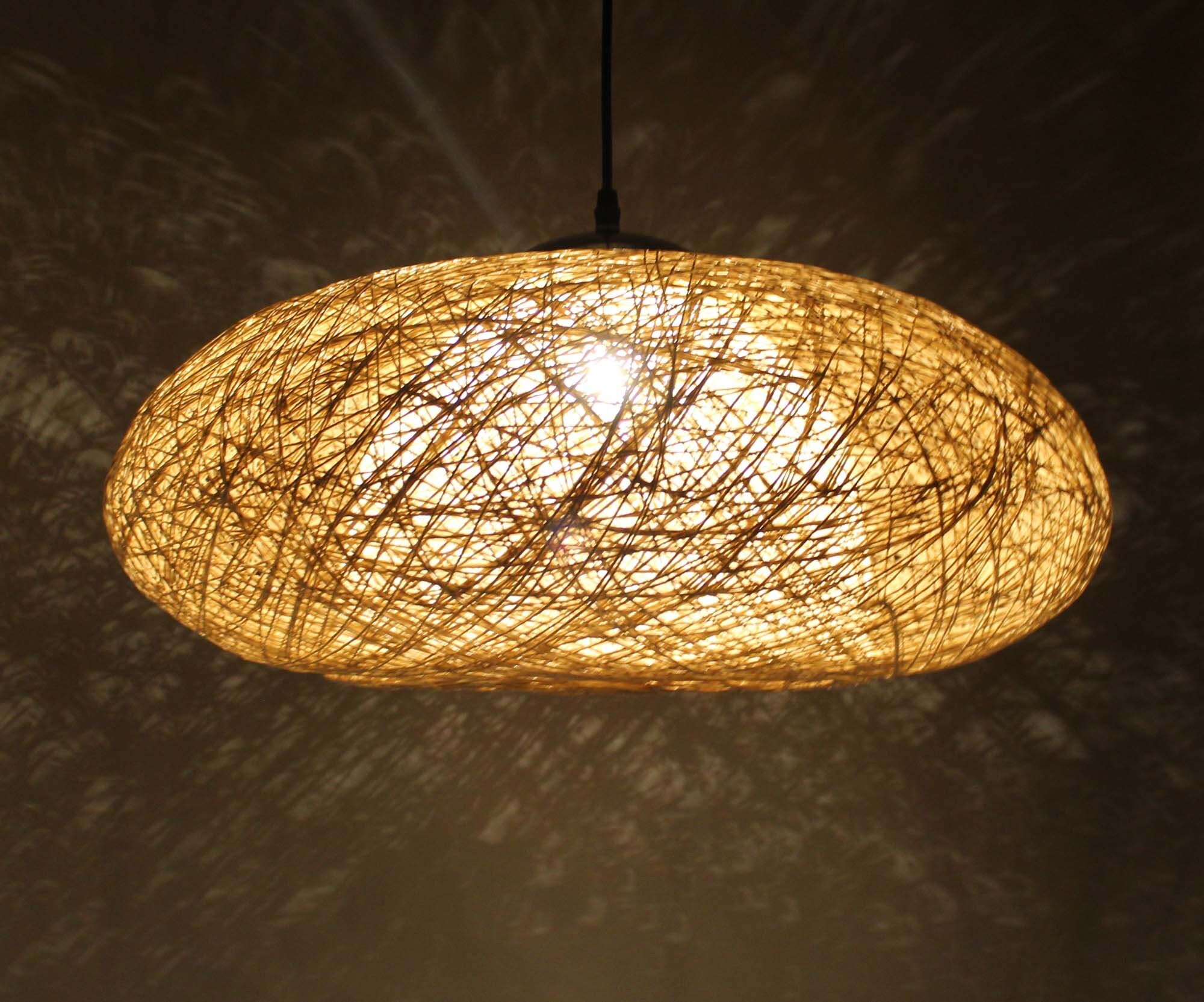 Handwoven Paper Rope Pendant Light: Double Lampshade Decor Lighting - Etsy