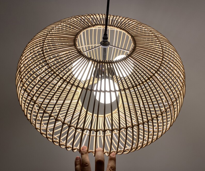 Ellipse-shaped Rattan Pendant Light Rustic Lighting Width - Etsy