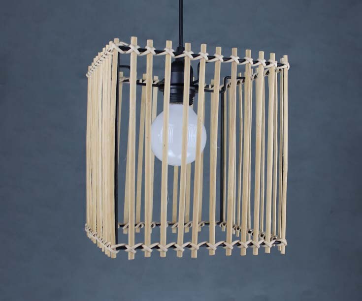 Rectangle Steel Frame and Bamboo Pendant Light UL Listed - Etsy