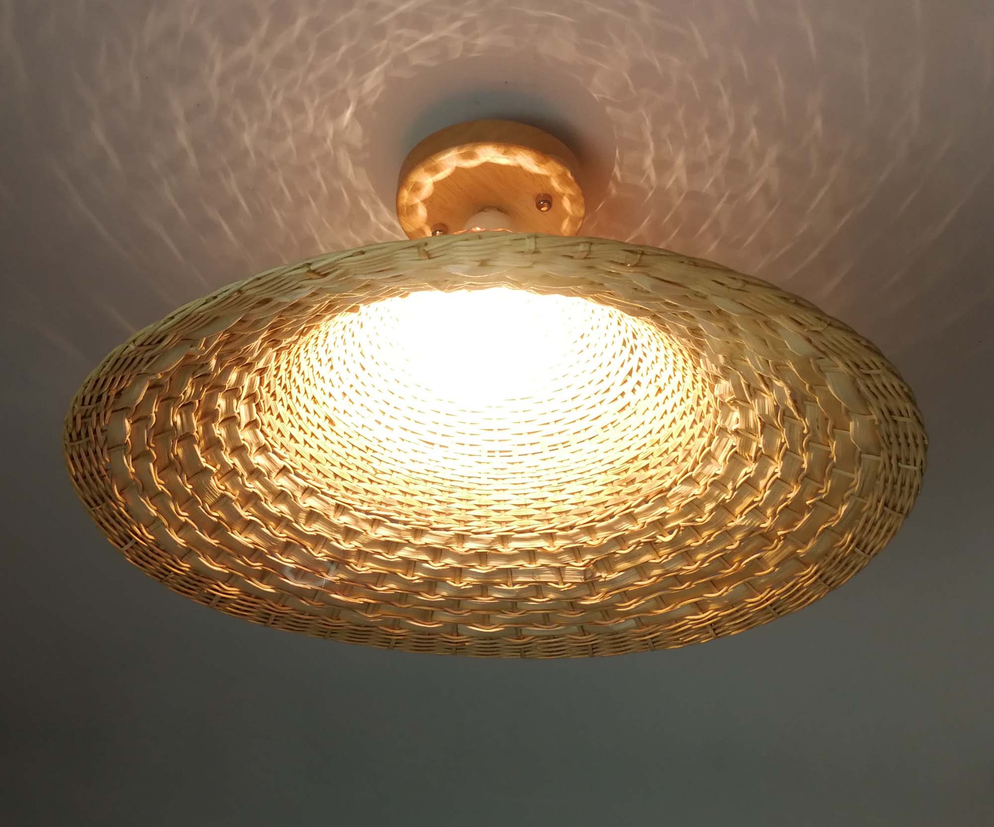 Rattan Sunshine Hat Ceiling Light - Boho Flush Mount Fixture - Etsy