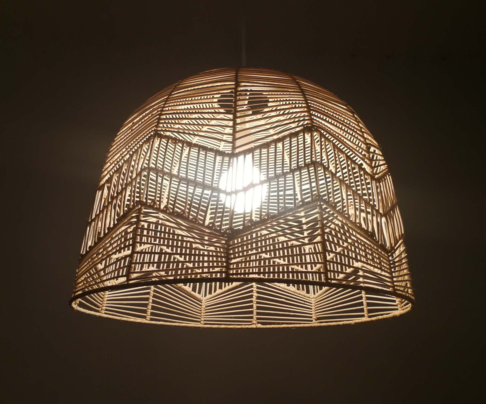 Hand Weave Rattan Dome Pendant Light Hanging Ceiling Lamp | Etsy