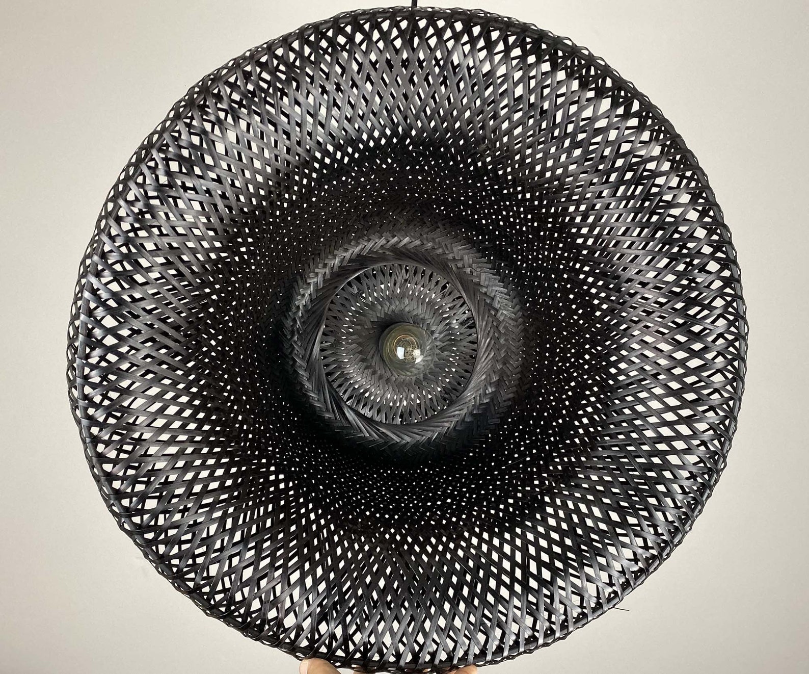 Black Bamboo Hat Shape Pendant Lights Black Lighting Fixture - Etsy