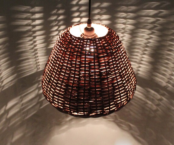Vintage Style Bell Rattan Pendant Light Rustic Lighting - Etsy