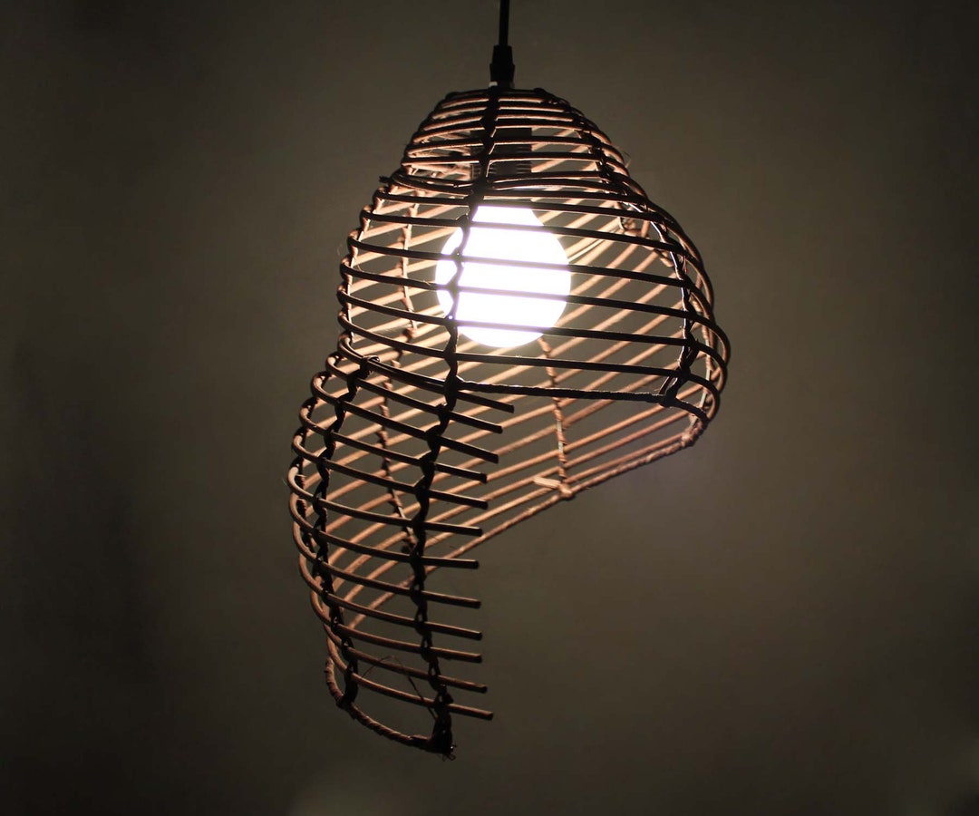 Conch Shaped Lighting Conch Lighting Rattan Pendant Light - Etsy