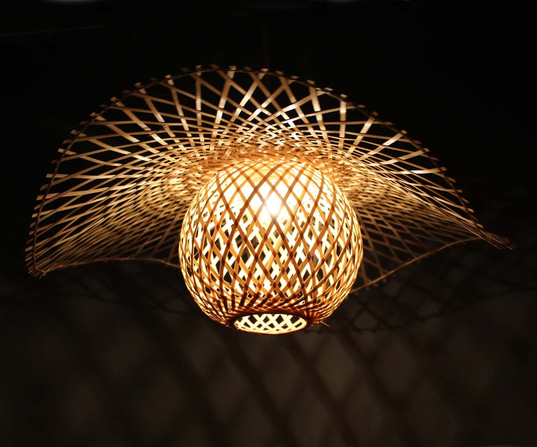 Creative Wave Shaped Bamboo Pendant Light - Diameter: 45 Cm or 55 Cm ...