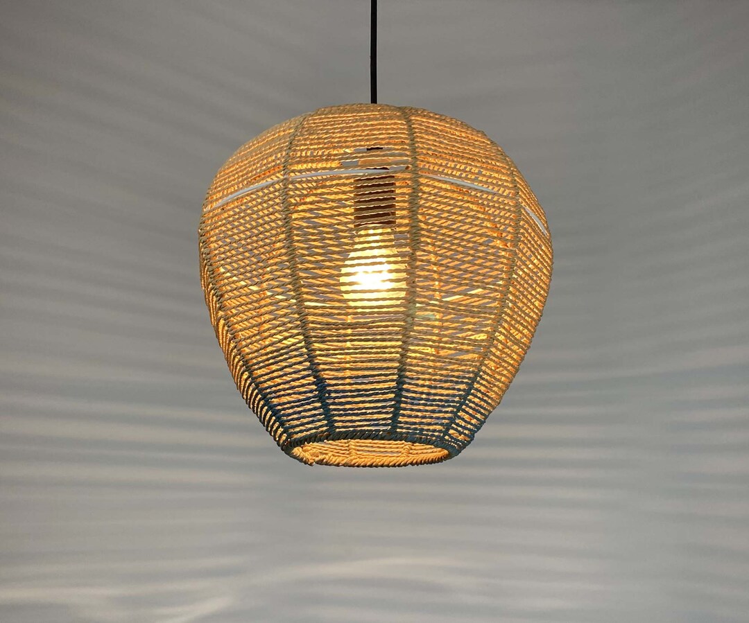 Paper Rope Pine Cone Pendant Light - Rustic Globe Lighting - Etsy