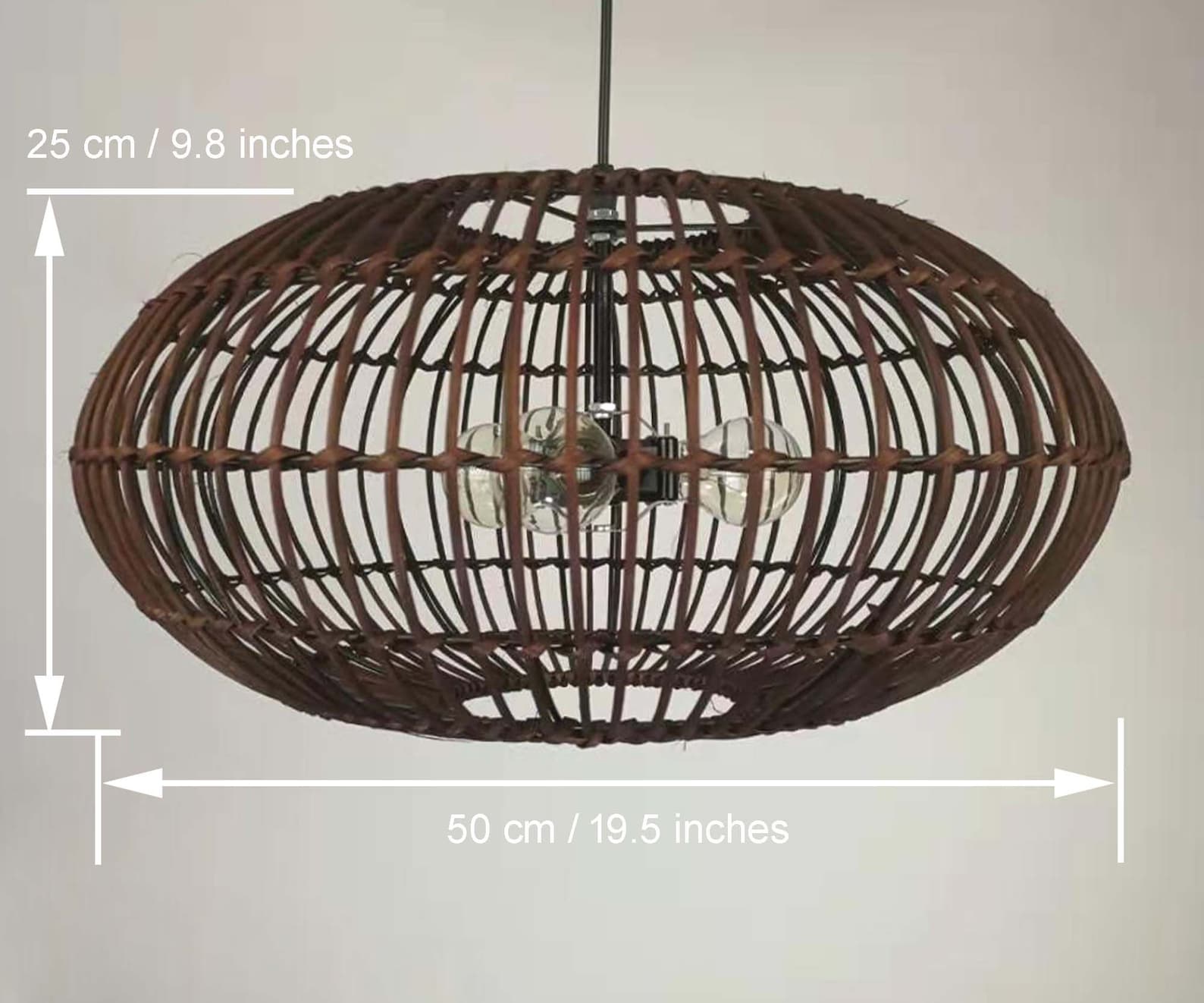 Brown Rattan Rattan Pendant Light Rustic Lighting Vintage - Etsy