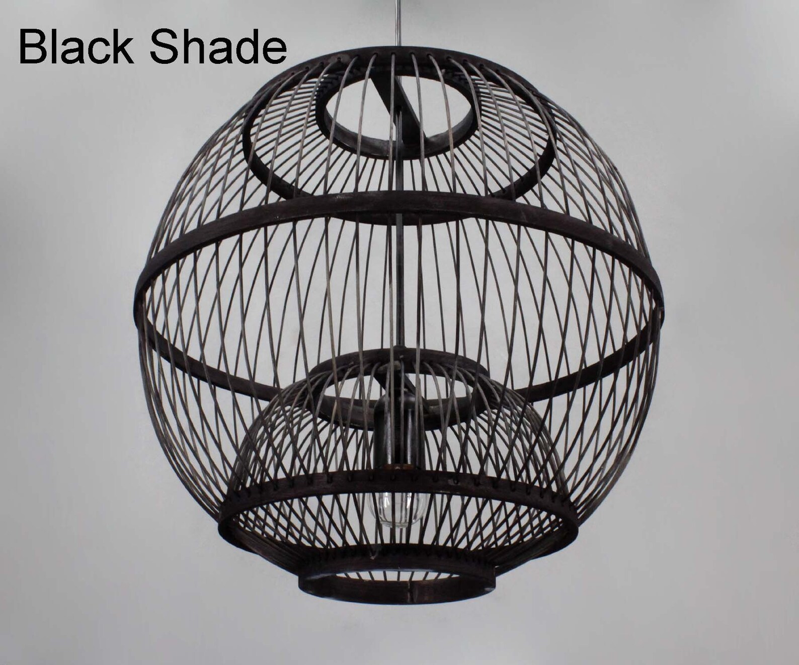 Spherical Bamboo Sticks Lighting Fixtures Black Vintage | Etsy