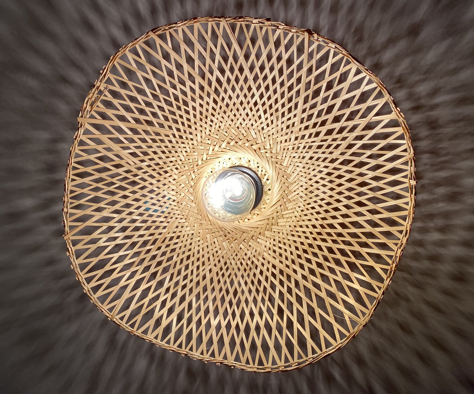 Wave-shaped Thin Sheet Bamboo Flush Mount Lighting Fixture | Etsy