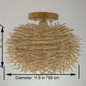 Natural Rattan Bird Nest Flush Mount Fixture Diameter 30 Cm 110-240v/50 ...