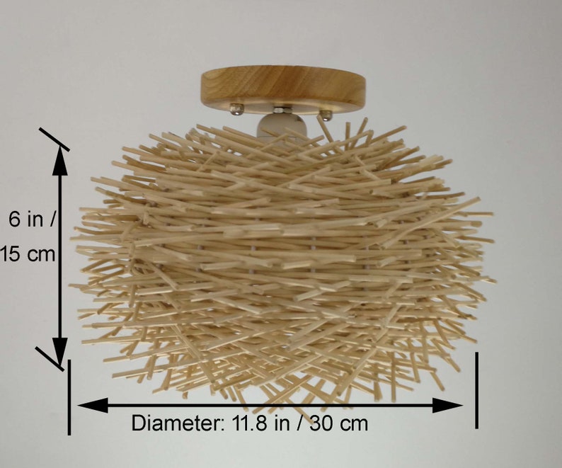 Natural Rattan Bird Nest Flush Mount Fixture Diameter 30 Cm - Etsy