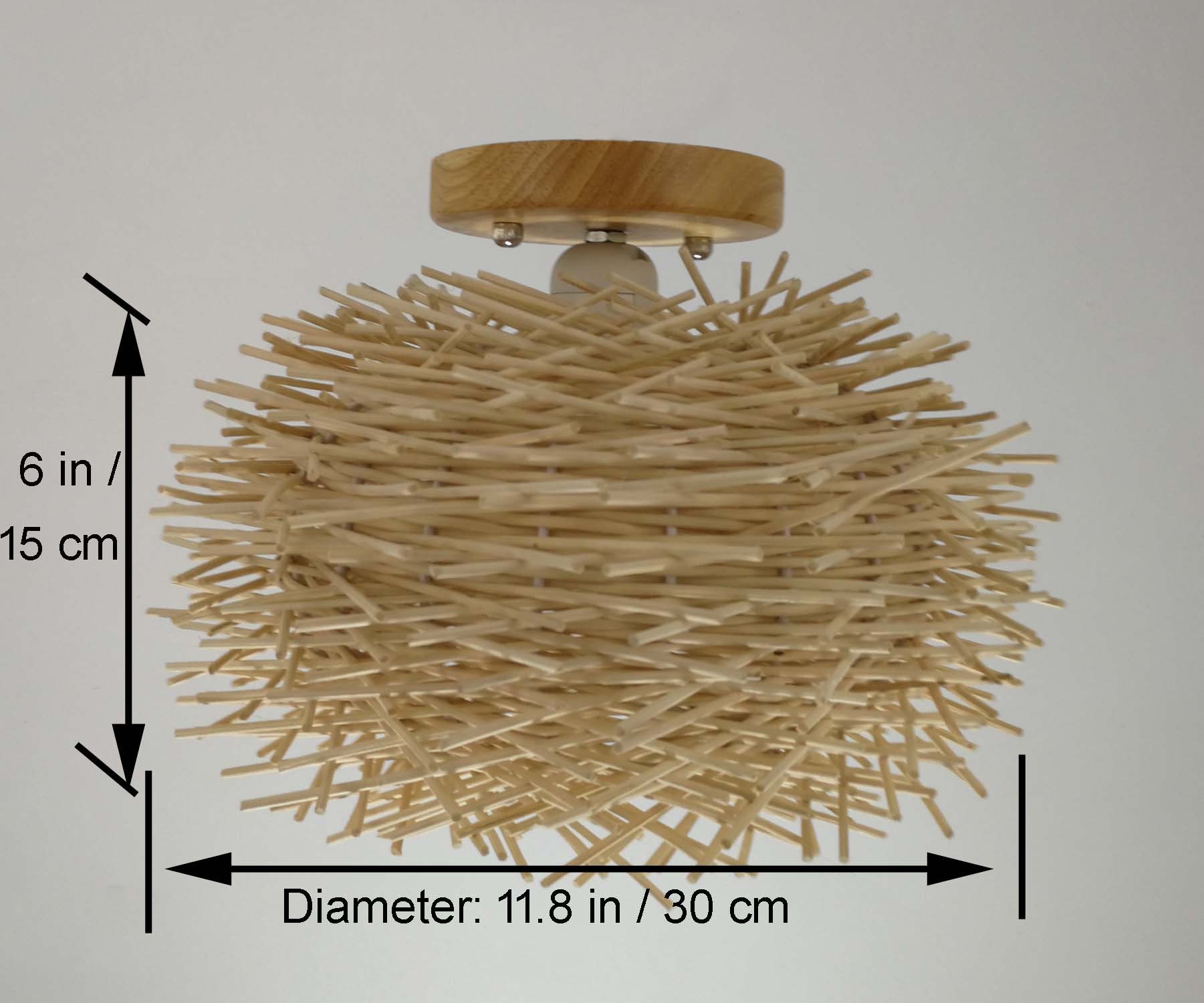 Natural Rattan Bird Nest Flush Mount Fixture Diameter 30 cm | Etsy