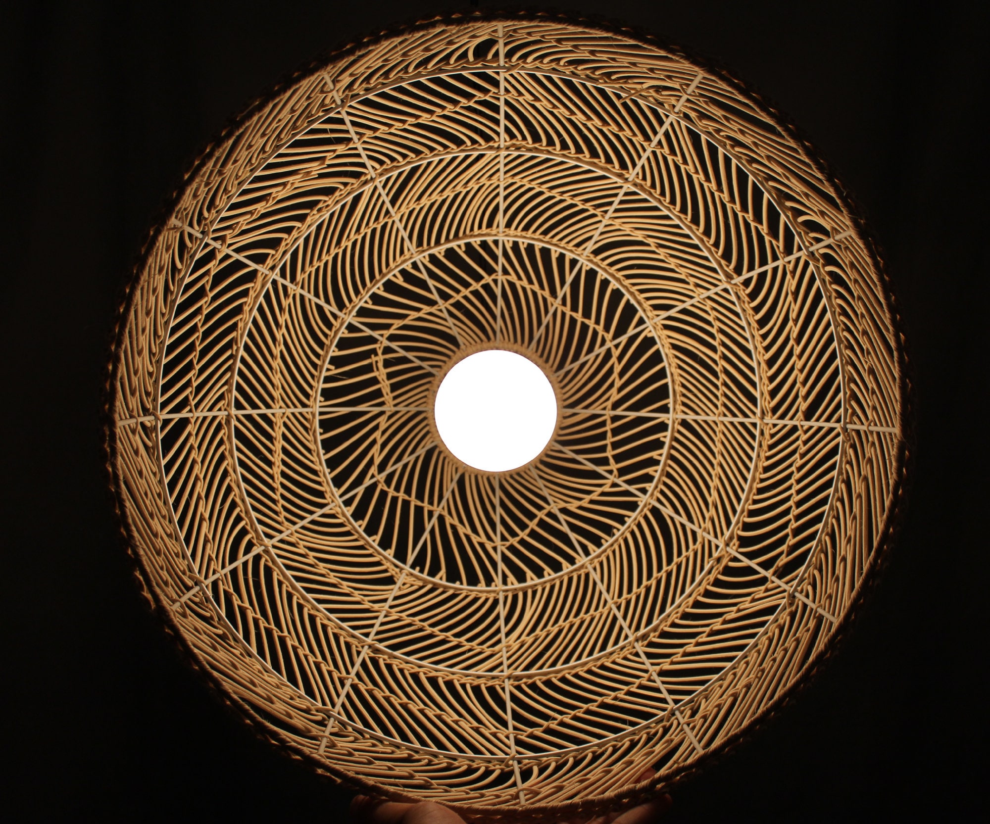 Wave-shaped Handwoven Process Rattan Pendant Light-Natural | Etsy