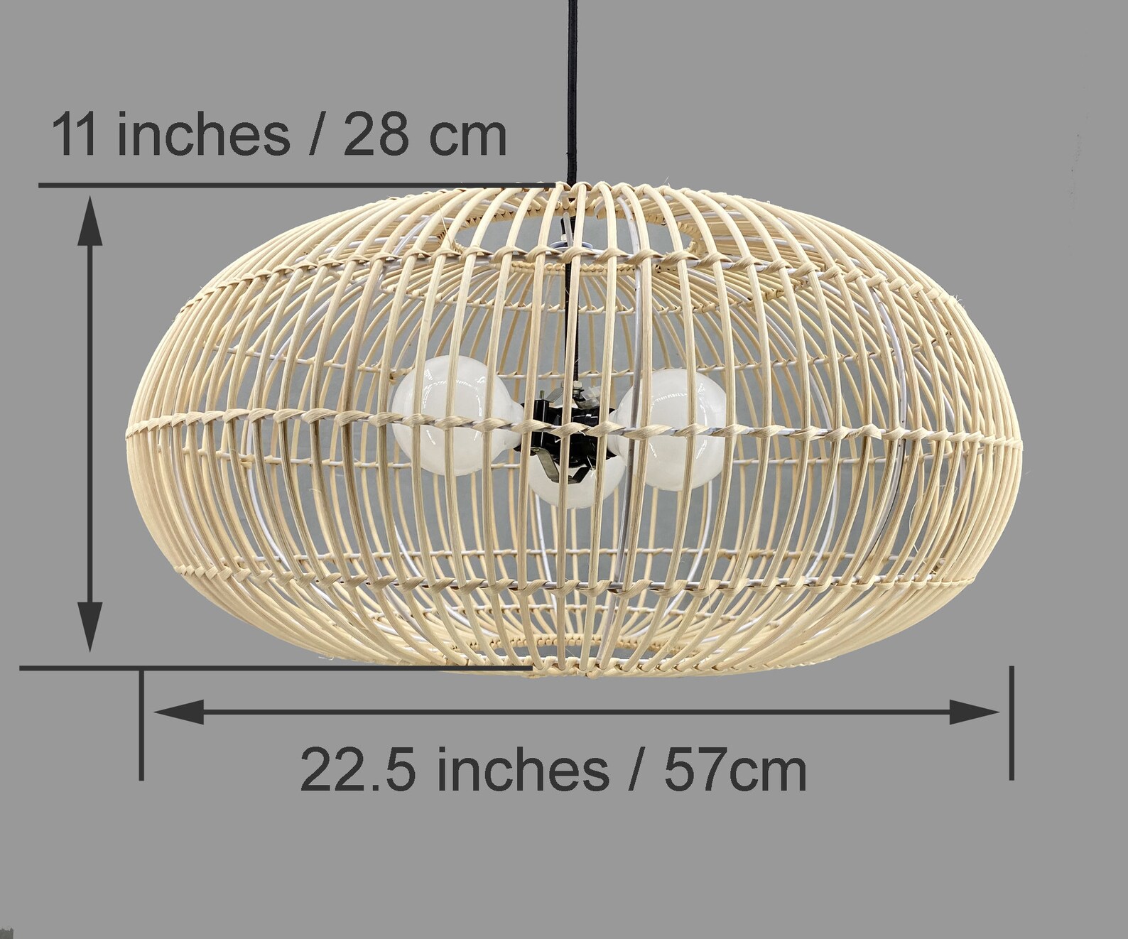 Ellipse-shaped Rattan Pendant Light Rustic Lighting Width - Etsy