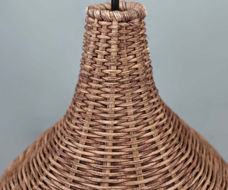 Brown Basket Rattan Pendant Light - Vintage Lighting - Brown Shade or ...