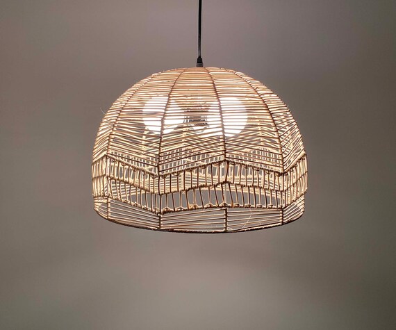Basket Rattan Pendant Light Natural Rattan Color Width | Etsy