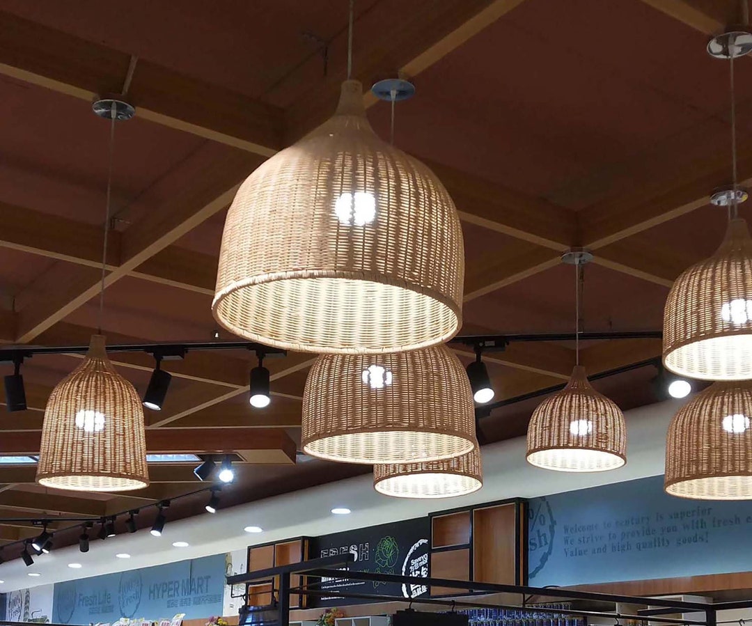 Rattan Basket Pendant Light Restaurant Pendant Light Pendant Lamp ...