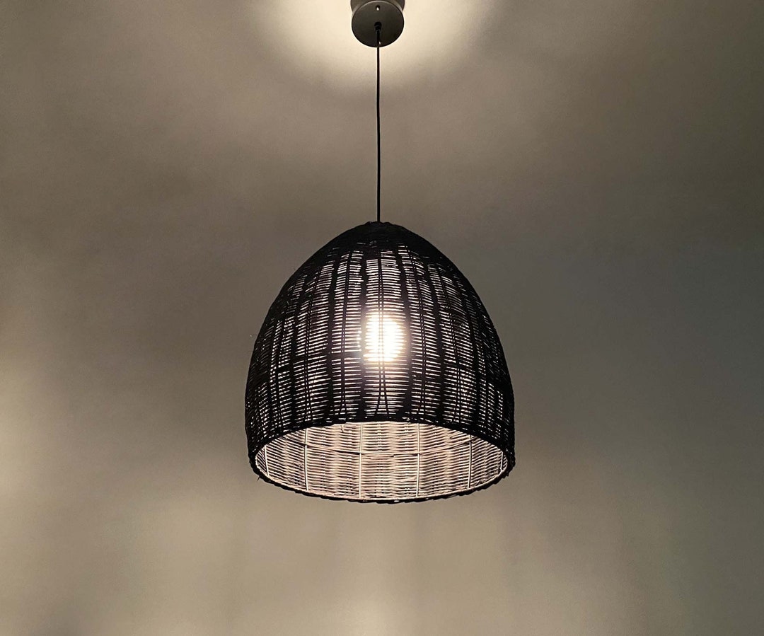 Black or Natural Color Basket Lighting-hand Woven From Rattan - Etsy