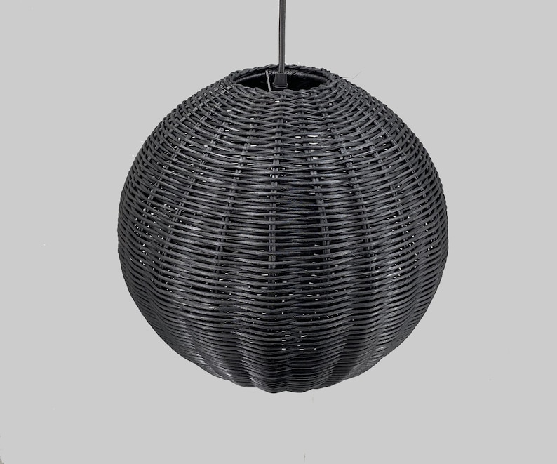 Black or Natural Rattan Color Spherical Lighting Fixtures | Etsy