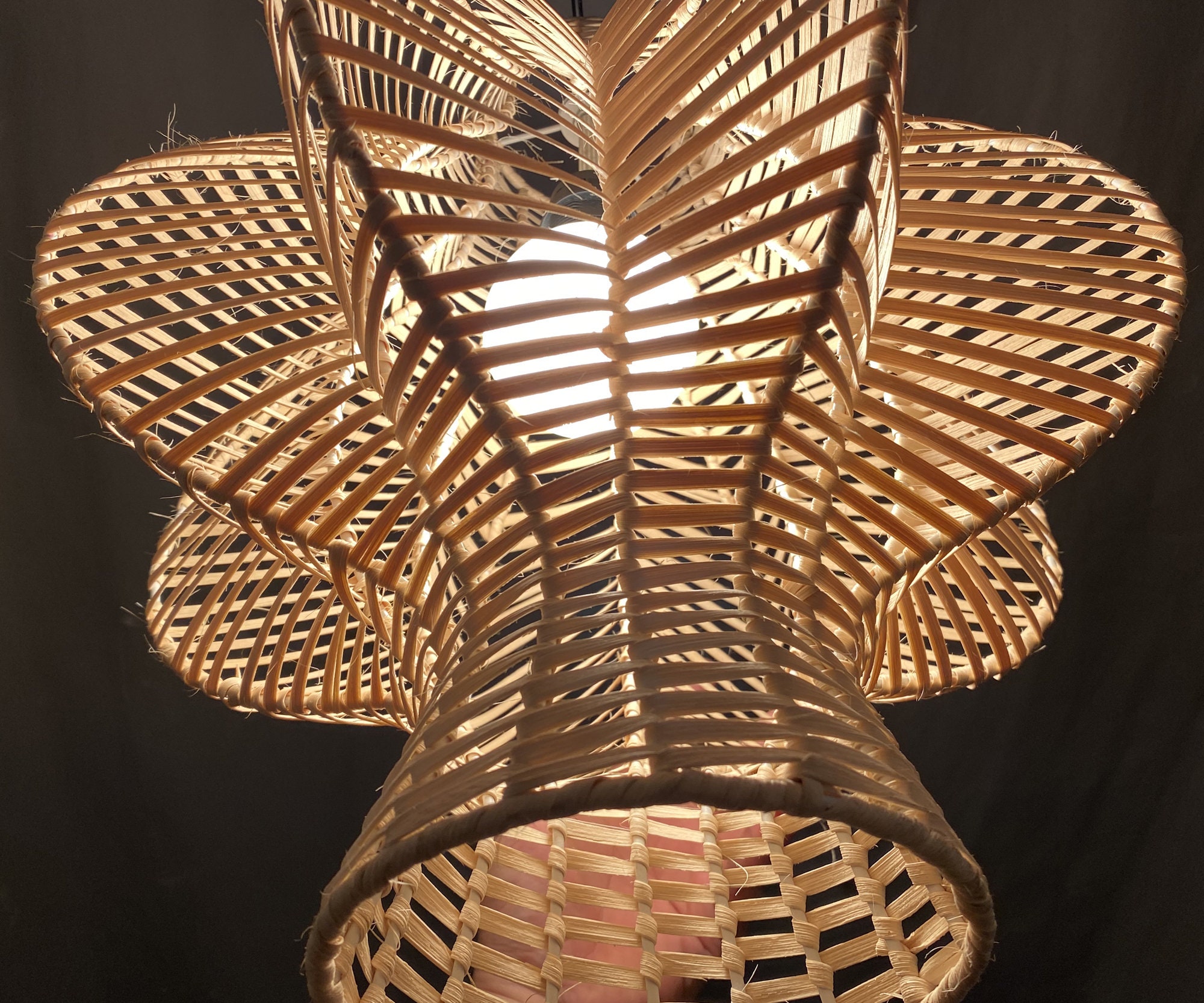 Handwoven Rattan Pendant Light,flower Vase Shaped Lighting Fixture,room ...