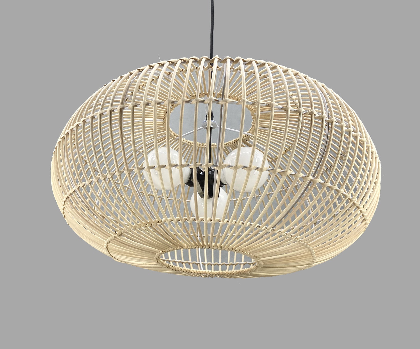 Ellipse-shaped Rattan Pendant Light Rustic Lighting Width - Etsy