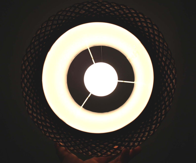 Brown Color Bamboo and Parchment Circular Pendant Lighting - Etsy