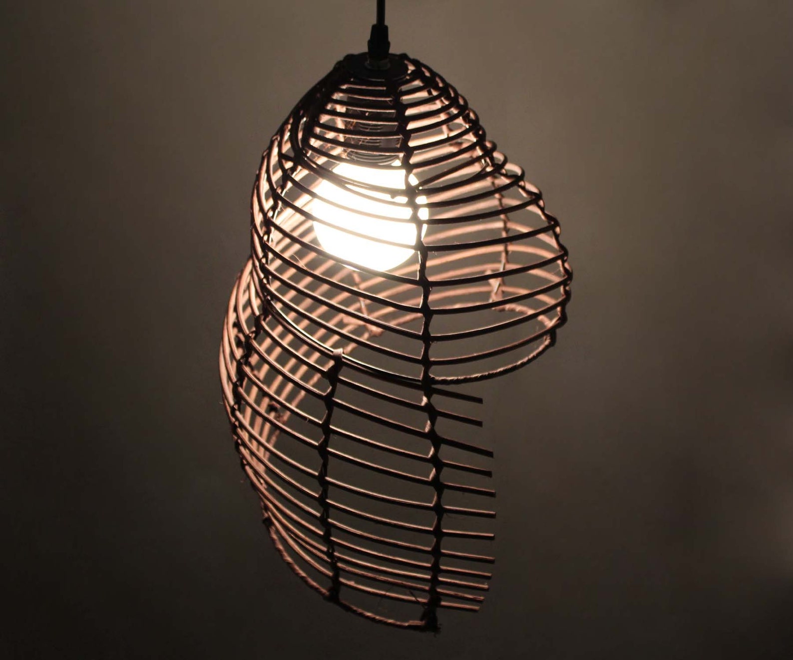 Conch Shaped Lighting - Conch Lighting - Rattan Pendant Light - Rustic ...